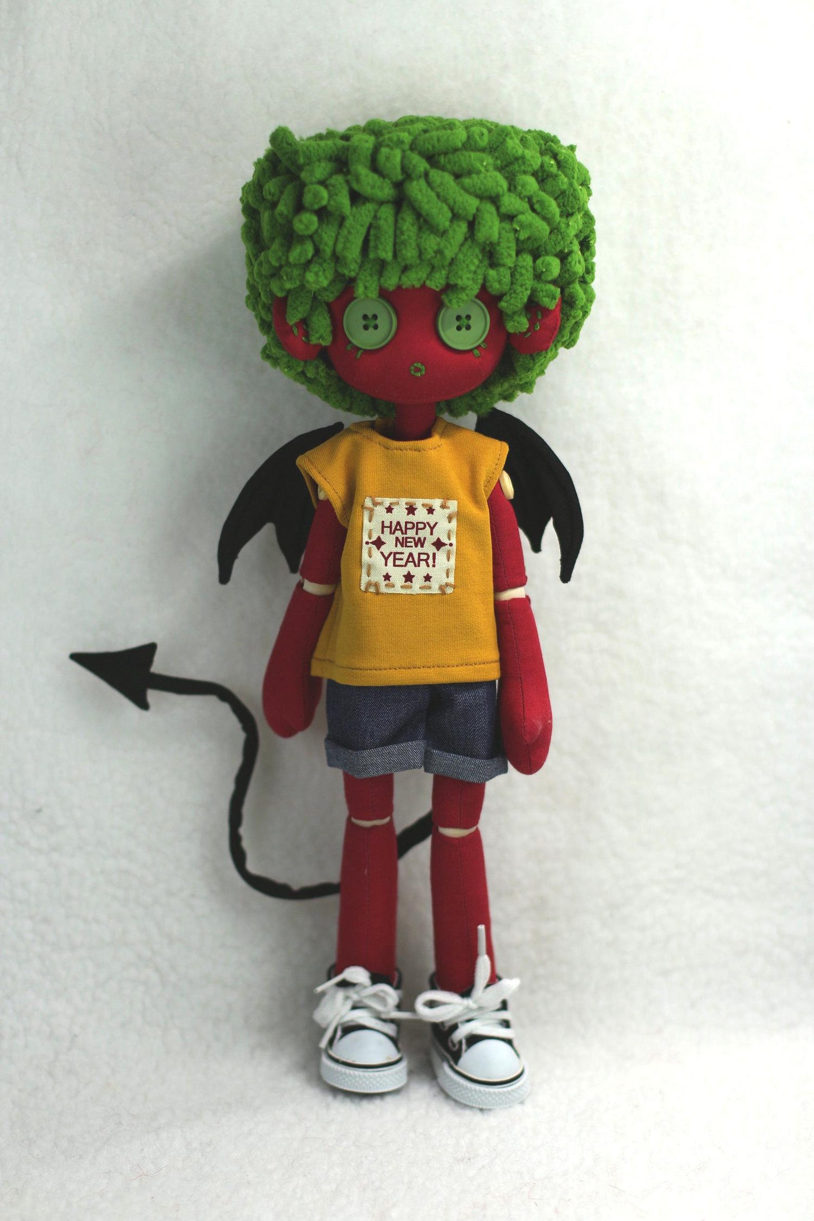 Button Eyes Ragdoll -30cm Vivid Poppy Country/prairie Doll - Red Demon ...