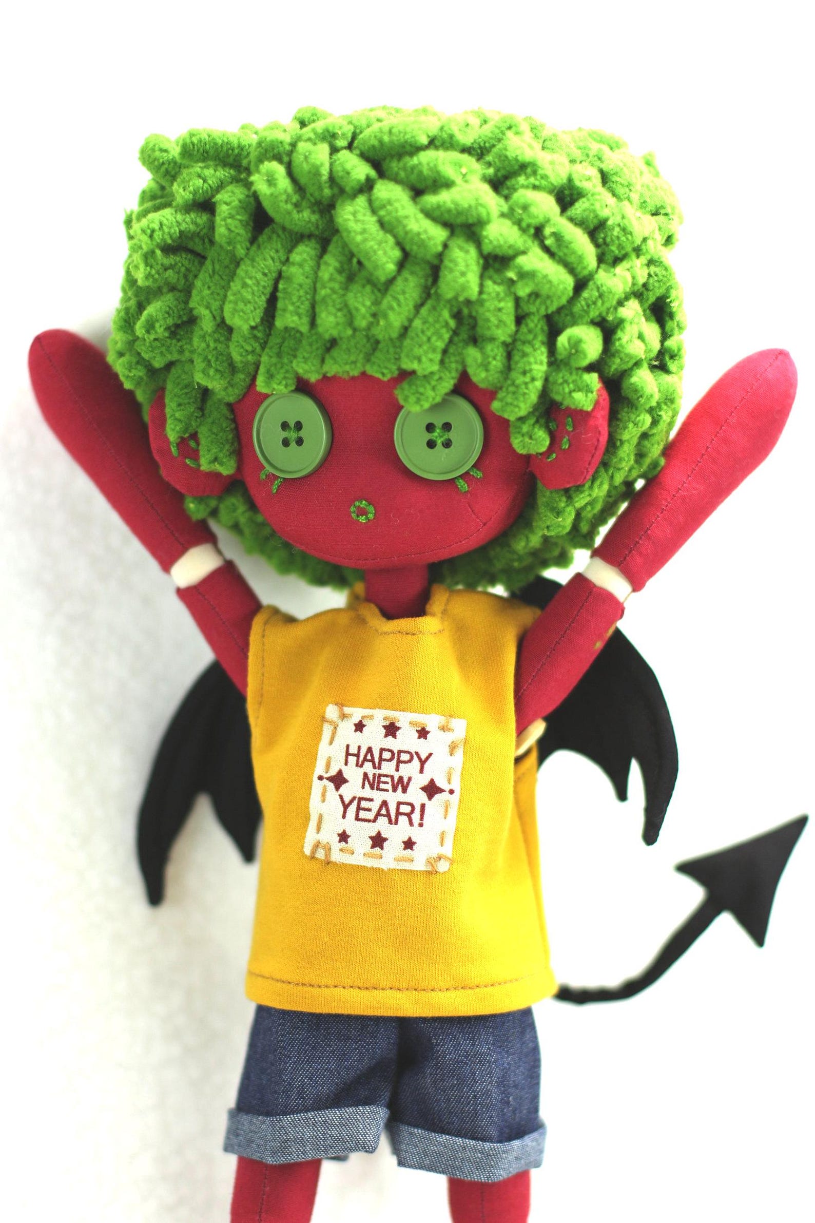 Button Eyes Ragdoll -30cm Vivid Poppy Country/prairie Doll - Red Demon ...