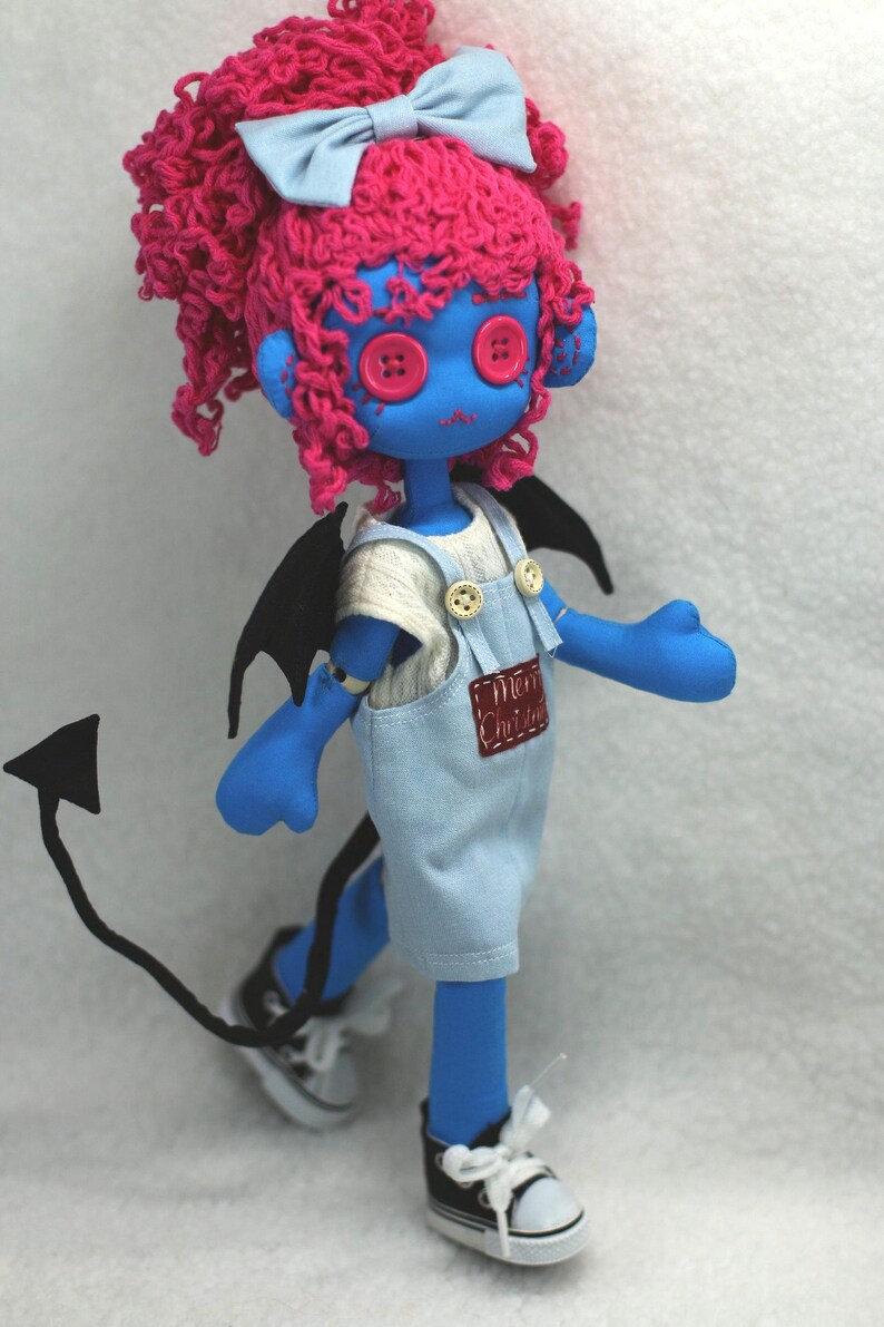 Button Eyes Ragdoll -30cm Vivid Poppy Country/prairie Doll - Blue Demon ...