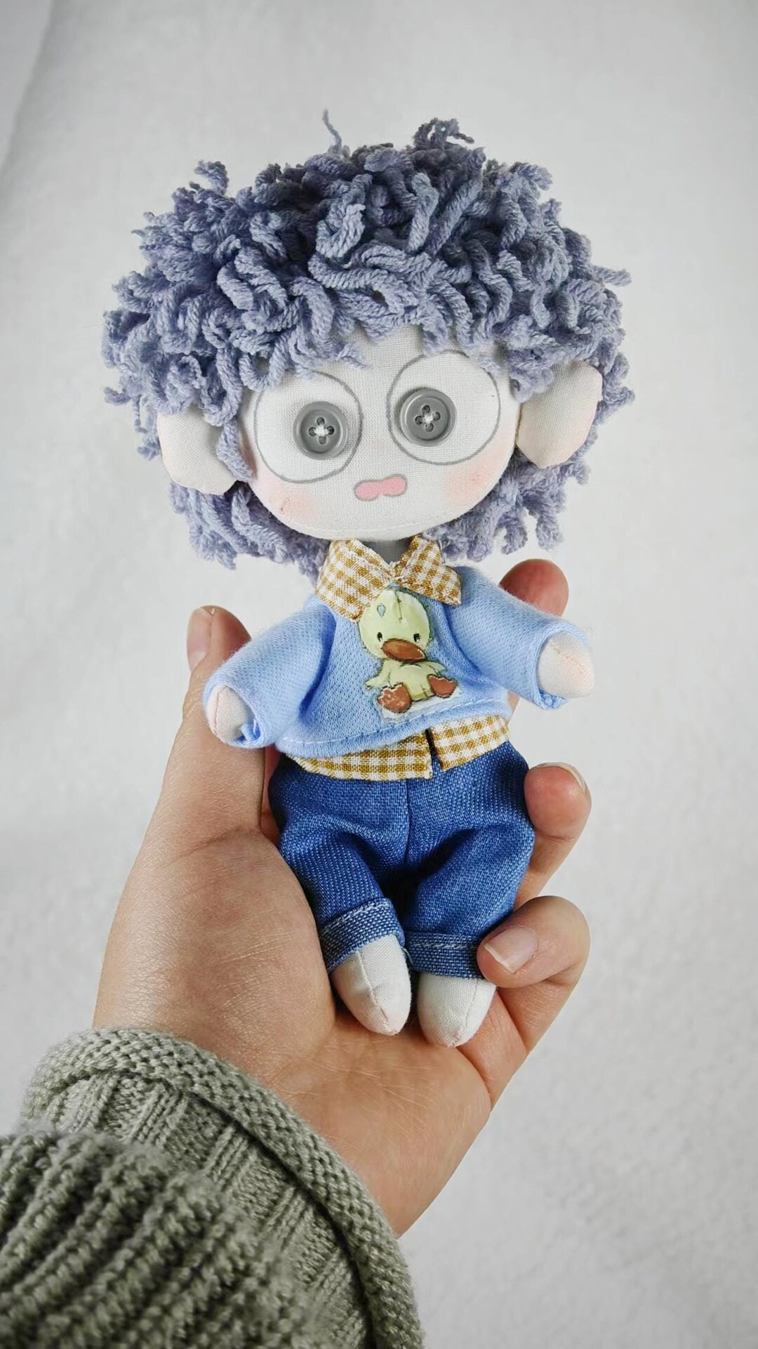 Mini Button Eyes Ragdoll - 16cm Cute Hand-painted Cartoon Face Handmade ...