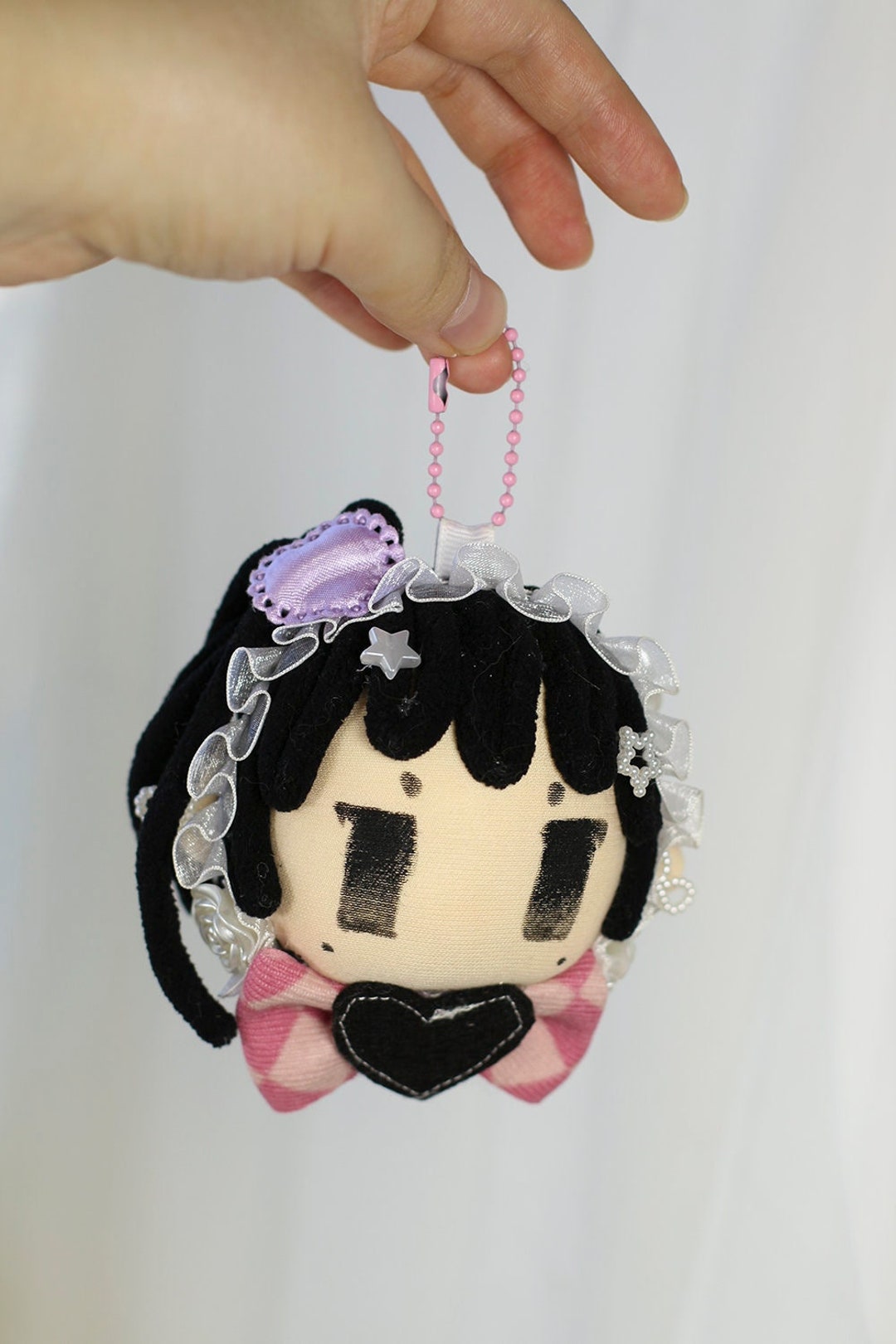 OOAK Ragdoll Head Plushy Anime Girl Face Cute Fabric Keychain, Backpack ...