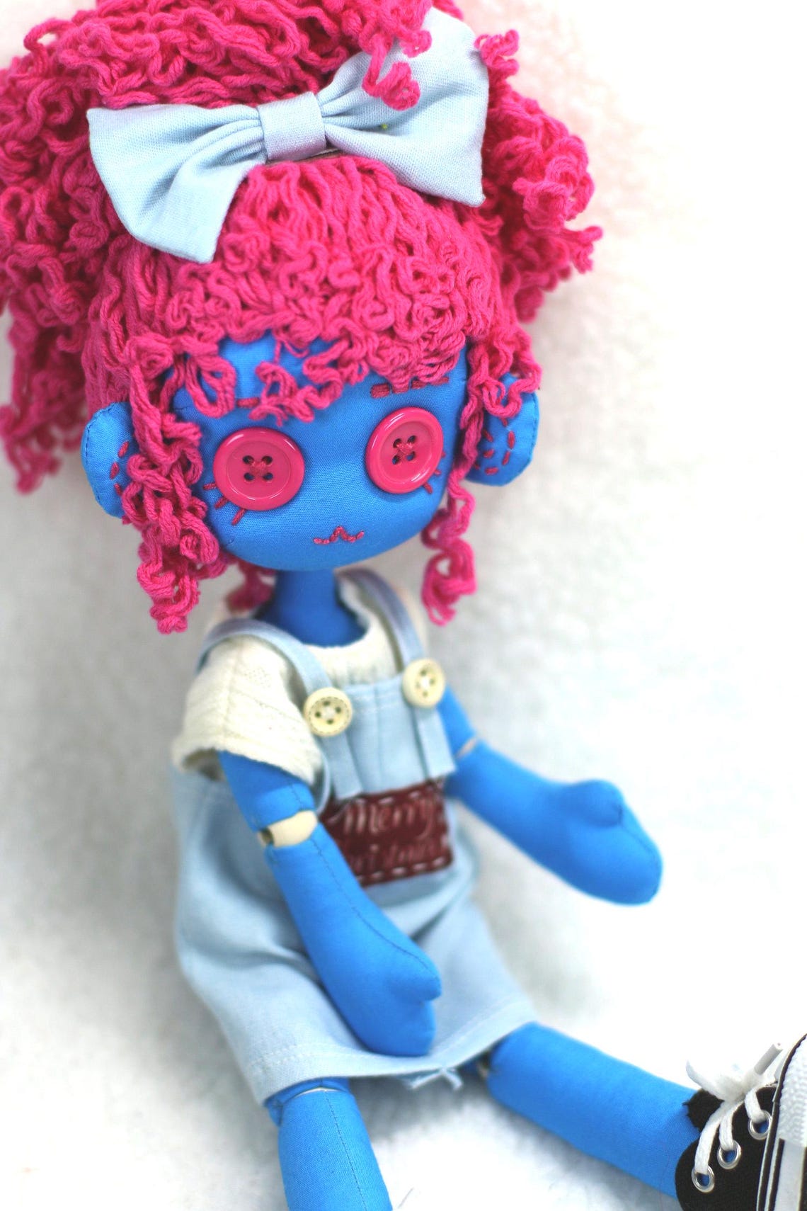 Button Eyes Ragdoll -30cm Vivid Poppy Country/prairie Doll - Blue Demon ...