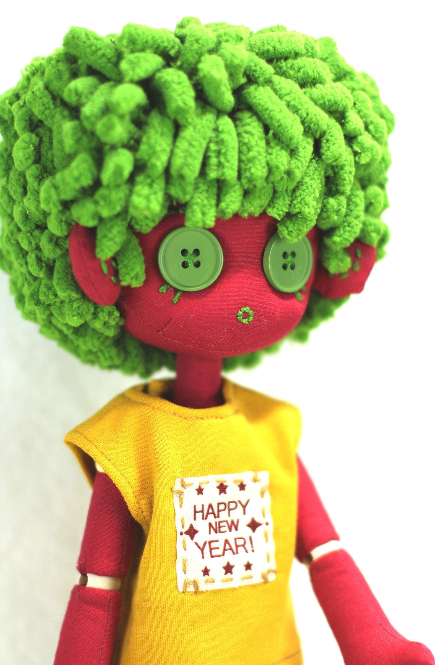 Button Eyes Ragdoll -30cm Vivid Poppy Country/prairie Doll - Red Demon ...
