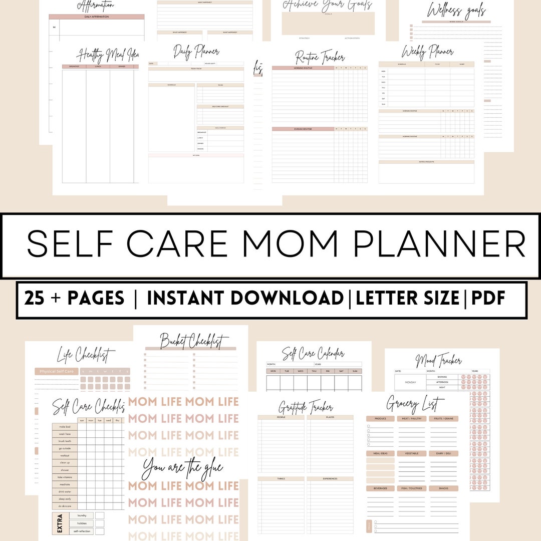 SELFCARE TRACKER for Moms, Selfcare Checklist, Self-care Planner ...