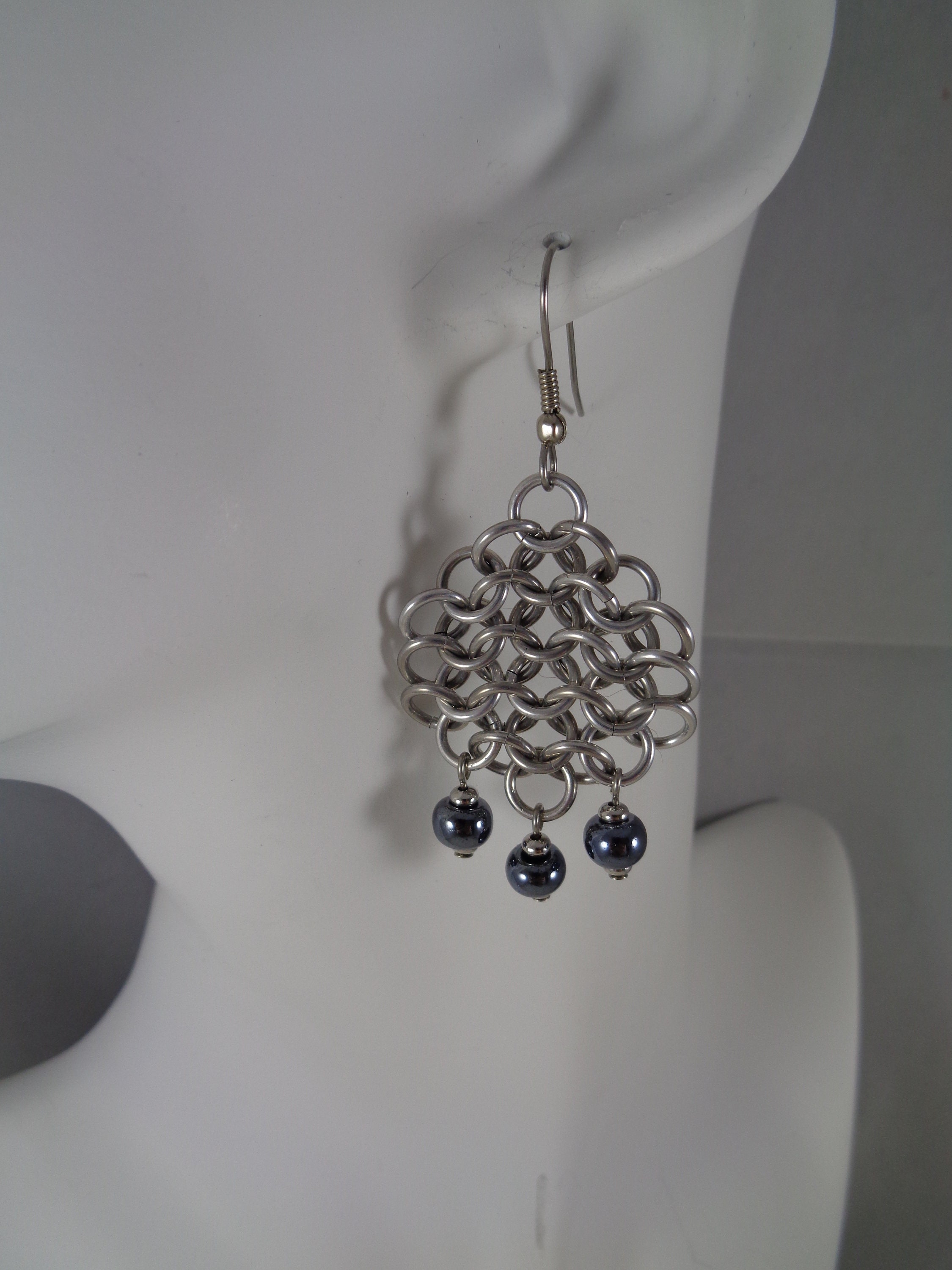 Gunmetal European 4 in 1 Chainmail Earrings, European 4-in-1 ...