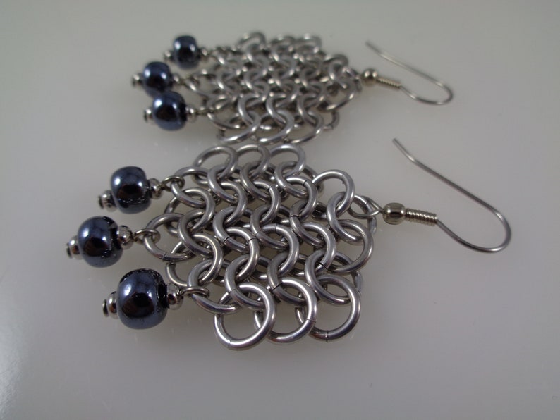 Gunmetal European 4 in 1 Chainmail Earrings, European 4-in-1 ...
