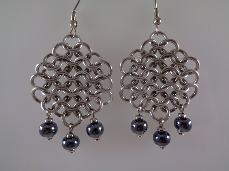 Gunmetal European 4 in 1 Chainmail Earrings, European 4-in-1 ...