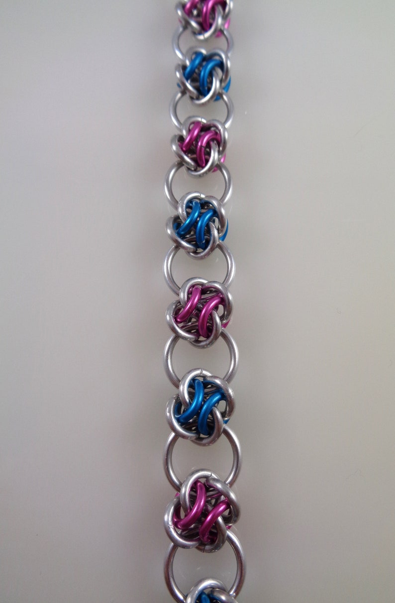 Four Winds Chainmail Bracelet Turquoise Pink and Silver Chain Mail ...