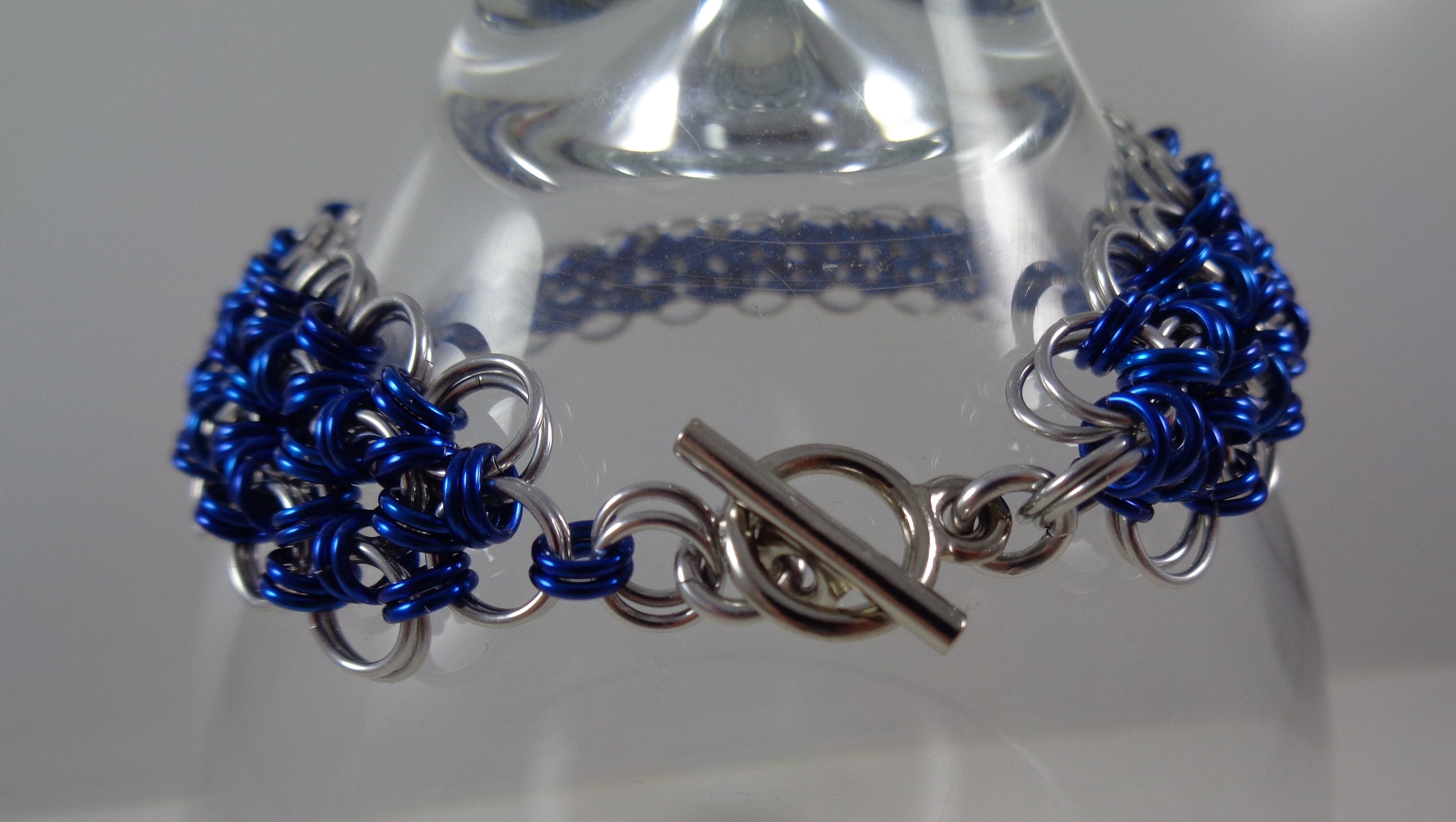 Japanese 12 in 2 Chainmail Bracelet Blue & Silver Chain Mail Bracelet ...