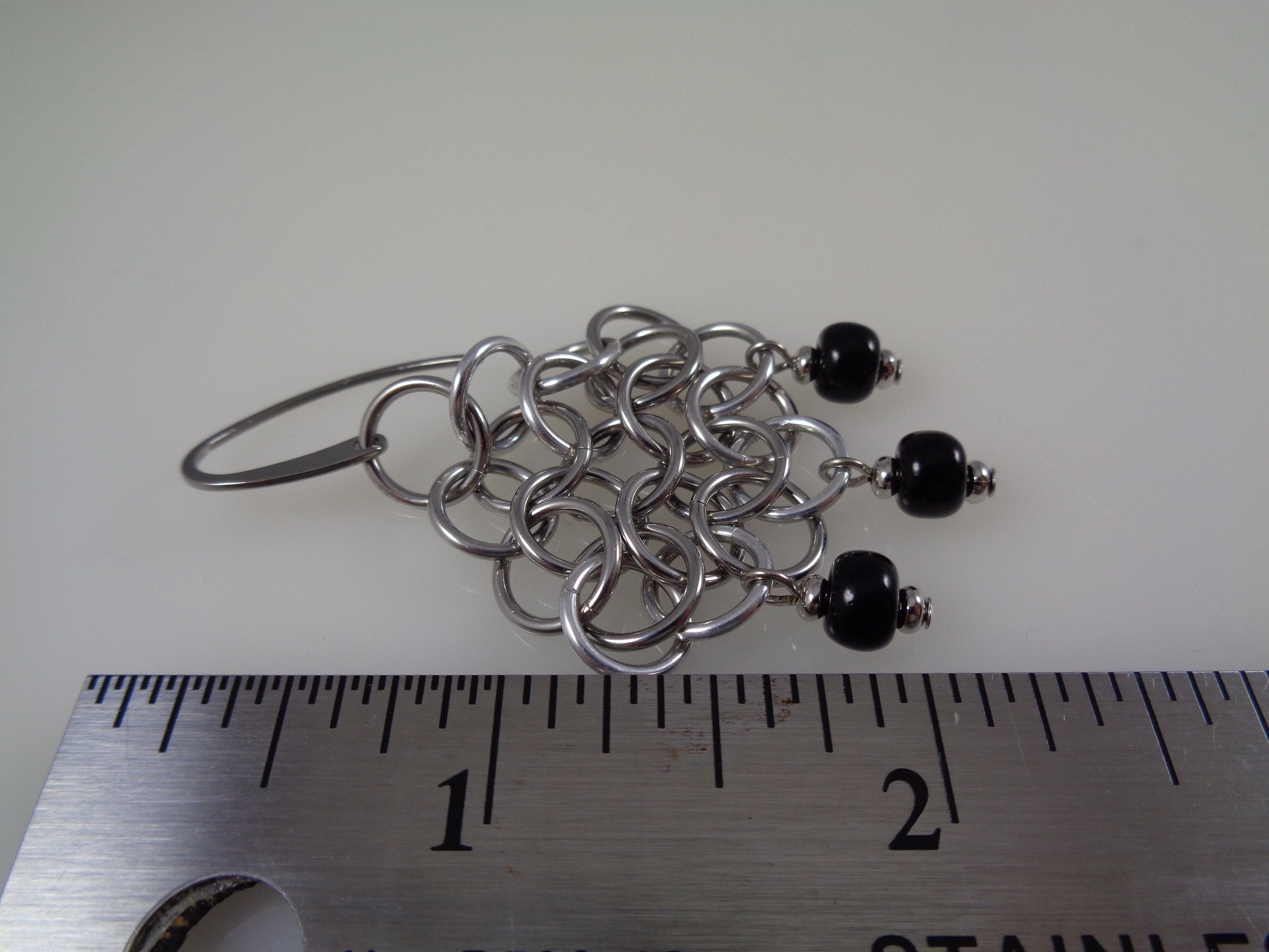 Silver and Black Chain Mail Earrings European 4-in-1 - Etsy