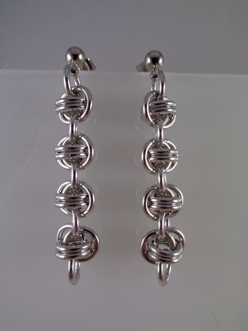 Barrel Weave Chainmail Drop Earrings, Aluminum Chainmaille Earrings, Chain Maille Earrings ...