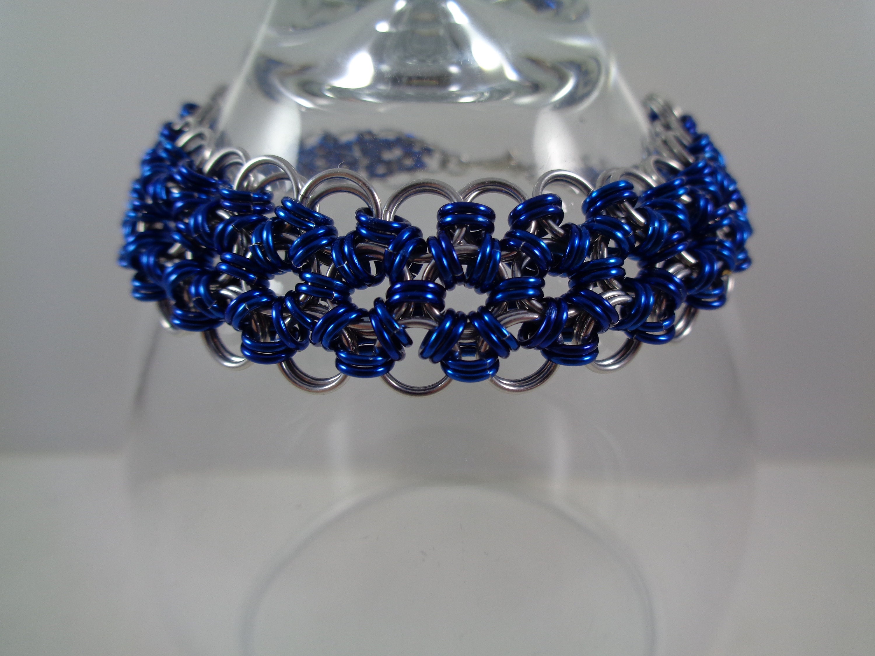 Japanese 12 in 2 Chainmail Bracelet Blue & Silver Chain Mail Bracelet ...