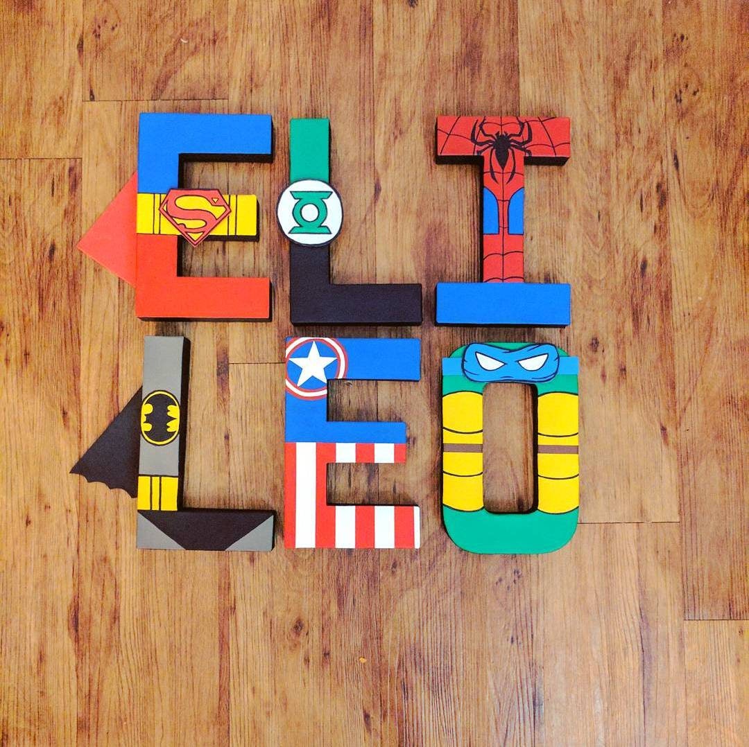 Custom Superhero Letters, Hand Painted, Room Decor, Kids Room - Etsy