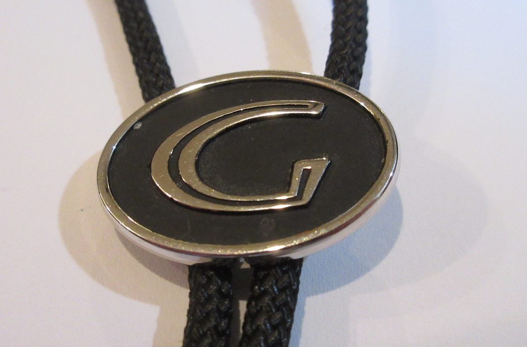 G Initial Bolo Tie-hickok Silver Tone Initial Monogram G Gary Gerry Guy ...