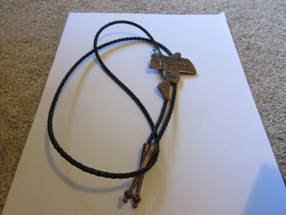 Copper Bolo Tie, Trading Post Saddle Bolo Copper Hors… - Gem