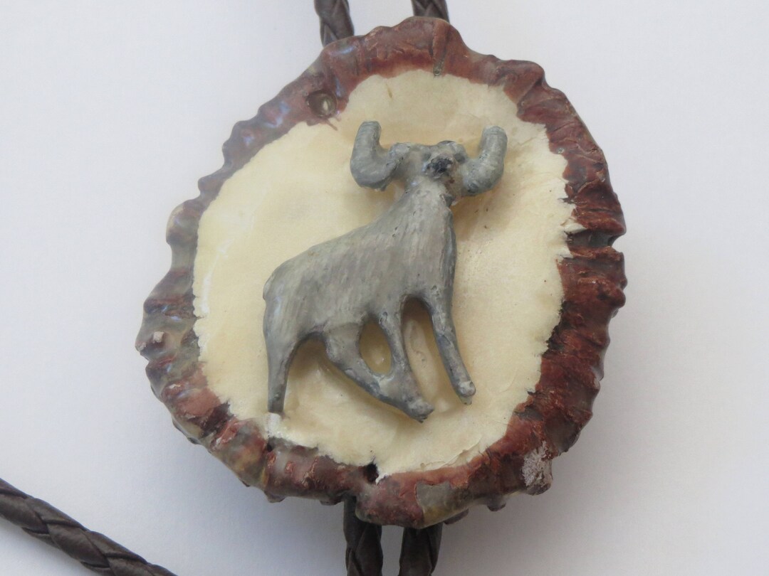 Sheep Bolo Tie, Vintage Bighorn Sheep Ram Cast Resin-gifts for Him ...