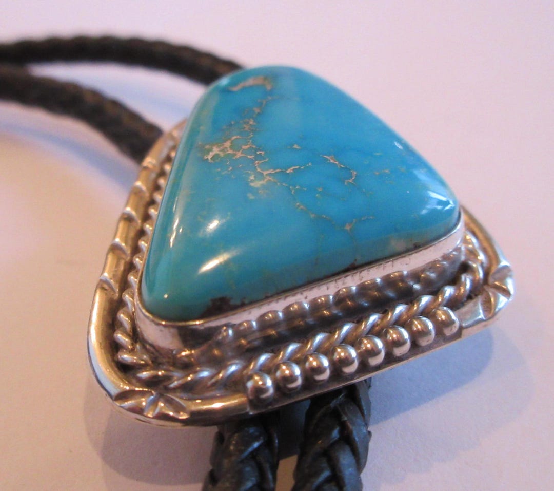 Turquoise Bolo Tie, Sterling Silver W Turquoise- Designs Southwestern ...