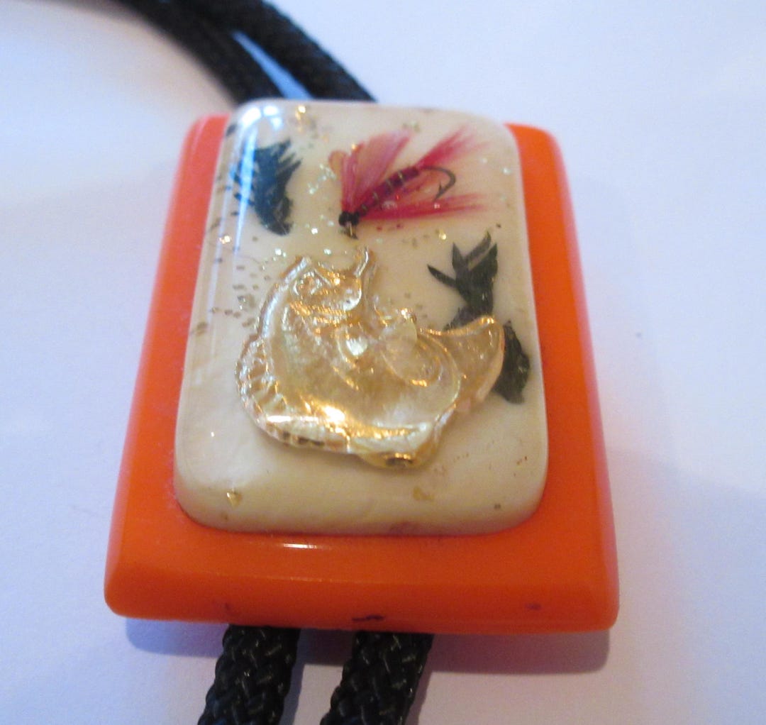 Fish Bolo Tie, Handcrafted Vintage Angler Fisherman Fly Fishing Lure in ...
