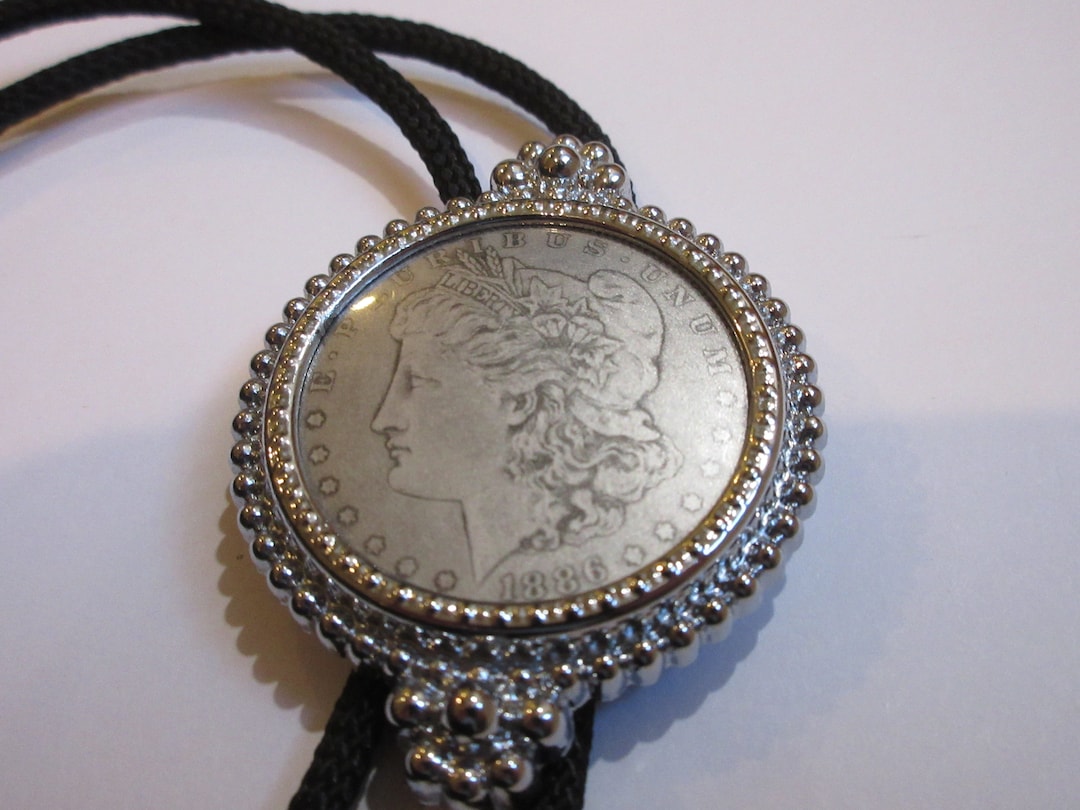 Coin Bolo Tie, Costune Faux Morgan Dollar Picture Coin -gifts for Him ...