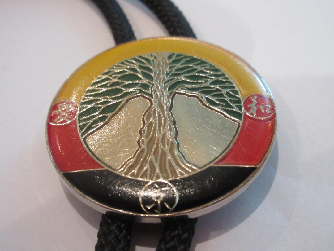 Vintage Enamel Woods Bolo Tie: Tree Design, Silver Tips IC Lot 28 - Etsy
