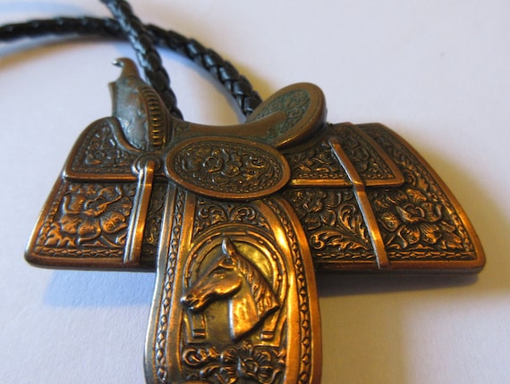 Copper Bolo Tie, Trading Post Saddle Bolo Copper Hors… - Gem