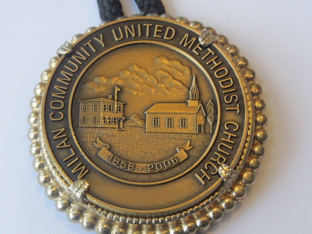 Methodist Bolo Tie, Vintage Gold Tone Milan Community United Methodist ...