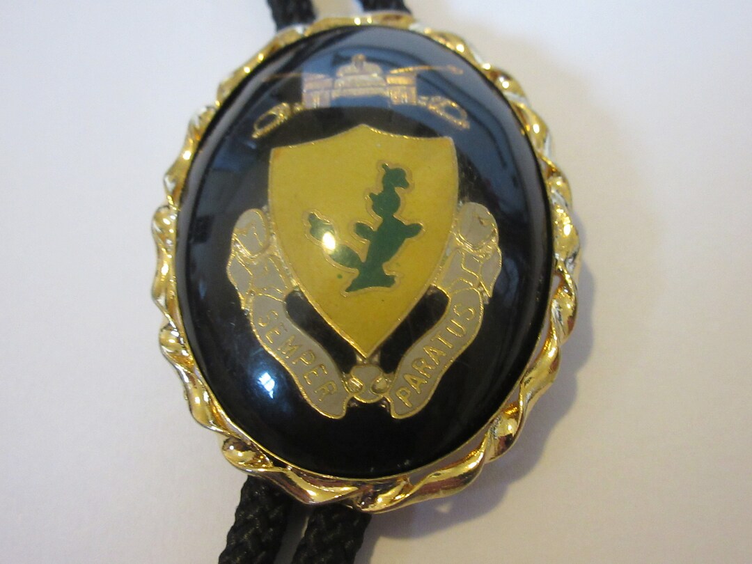 Army Bolo Tie, 12 Th US Cav Regiment Crest-semper Paratus in Gold Tone ...