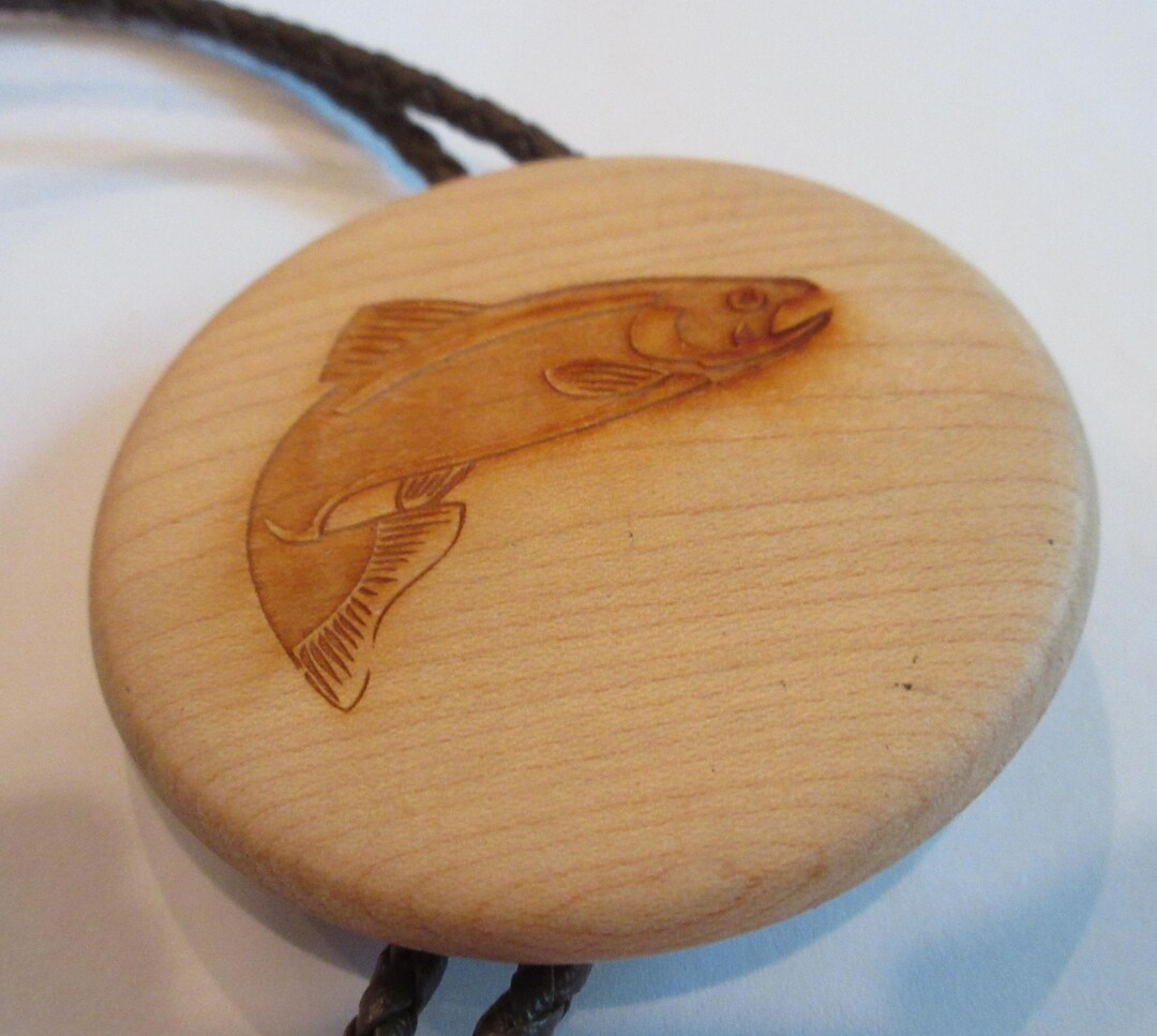Fish Bolo Tie-handcrafted Jumping Fish Angler Fisherman on Wood-gifts ...