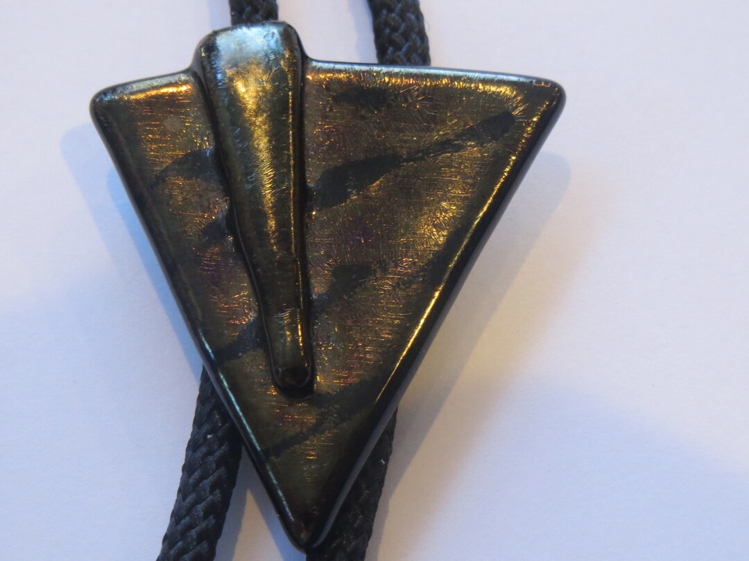 Katya Bolo Tie: Abstract Metallic Triangle, Dark Blue & Black IC Lot 37 ...