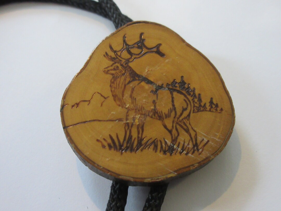 Moose Bolo Tie-gifts for Him- Handcrafted Moose Elk Etched on Wood ...