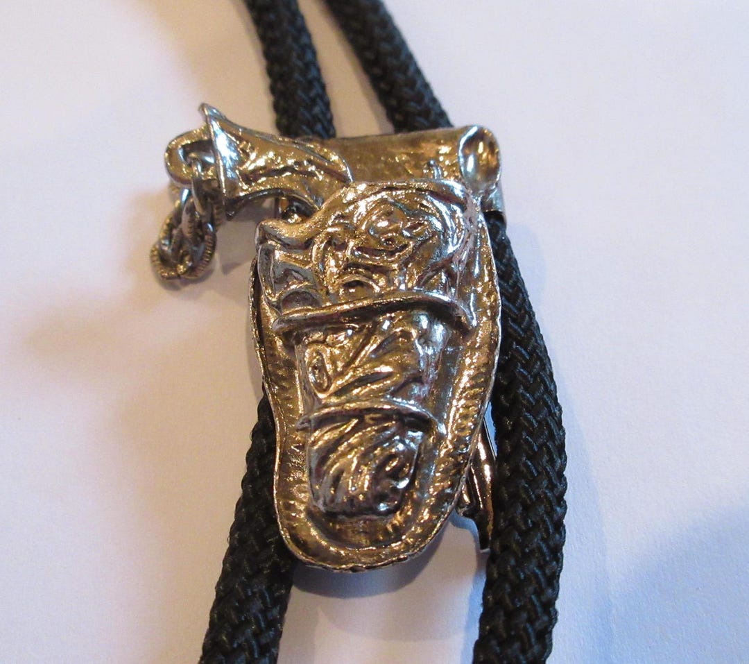 Gun Bolo Tie, Silver Tone Gun W Chain in Silver Tone Holster Bolo Tie ...