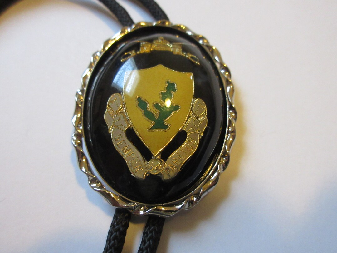 Army Bolo Tie-12 Th US Cav Regiment Crest-semper Paratus in Silver Tone ...