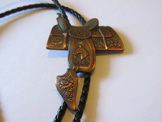 Copper Bolo Tie, Trading Post Saddle Bolo Copper Hors… - Gem