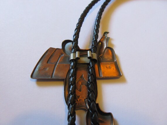 Copper Bolo Tie, Trading Post Saddle Bolo Copper Hors… - Gem