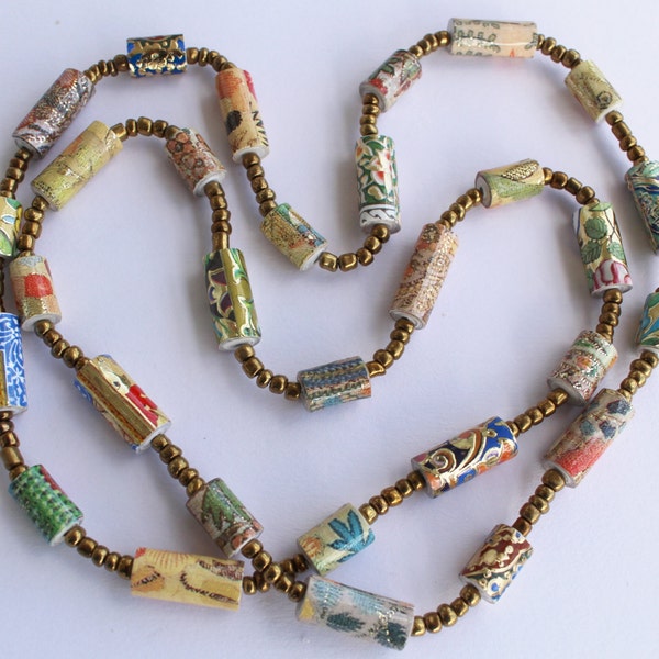 Paper Bead Necklace - Etsy