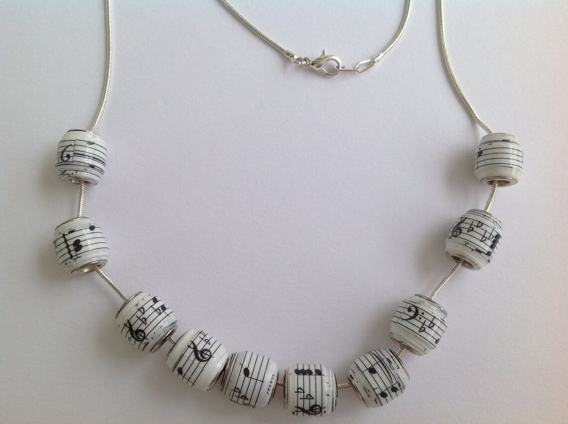 Music Notes Paper Bead Necklace or Bracelet - Etsy