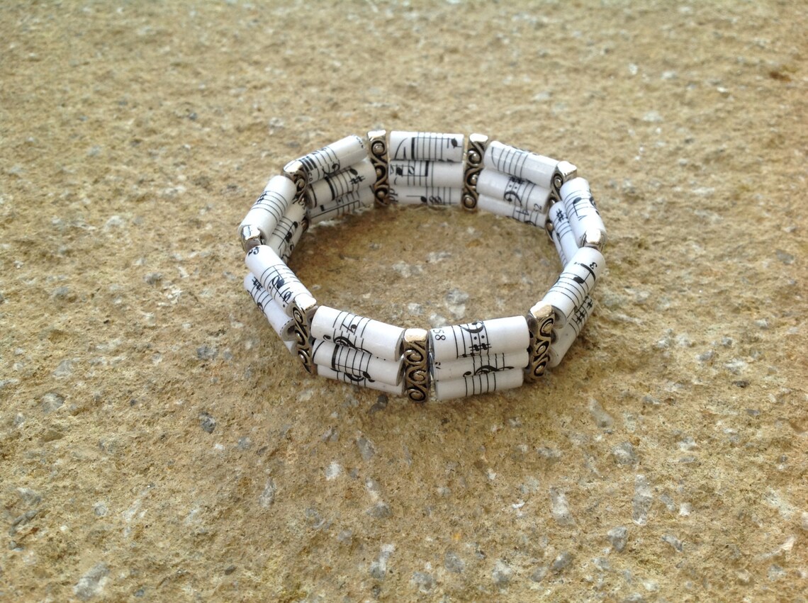 Music Notes Paper Bead Bracelet - Etsy