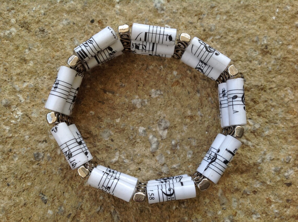 Music Notes Paper Bead Bracelet - Etsy