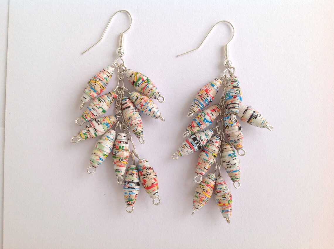 London Map Paper Bead Earrings - Etsy