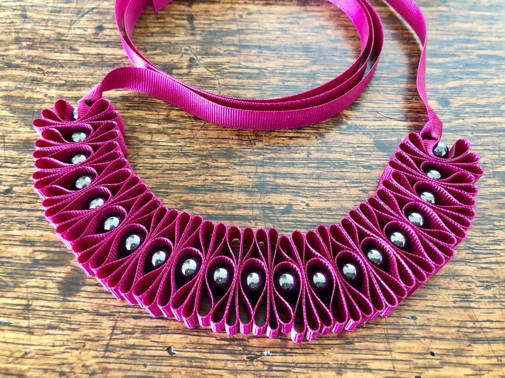 Grosgrain Folded Ribbon Necklace - Etsy