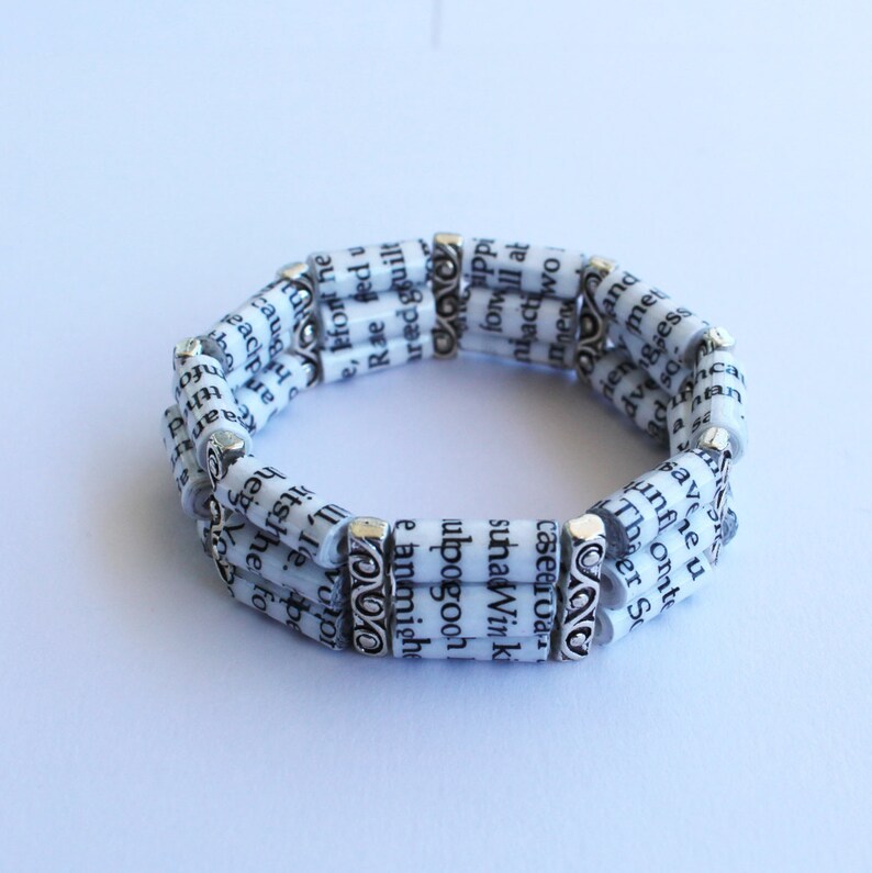 Book Page Paper Bead Bracelet - Etsy UK