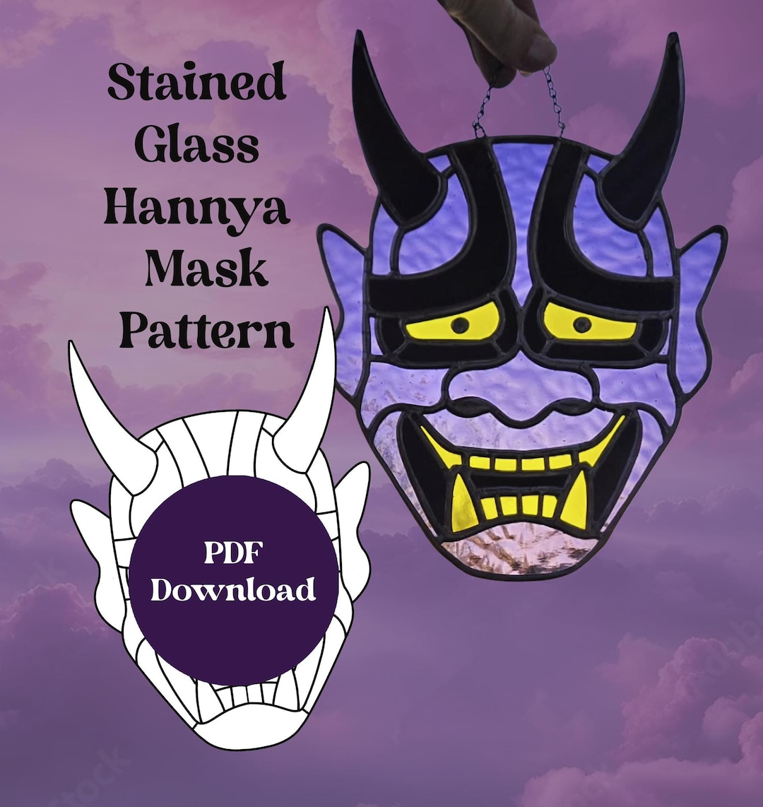 Stained Glass Hannya Oni Japanese Mask PATTERN PDF Download - Etsy