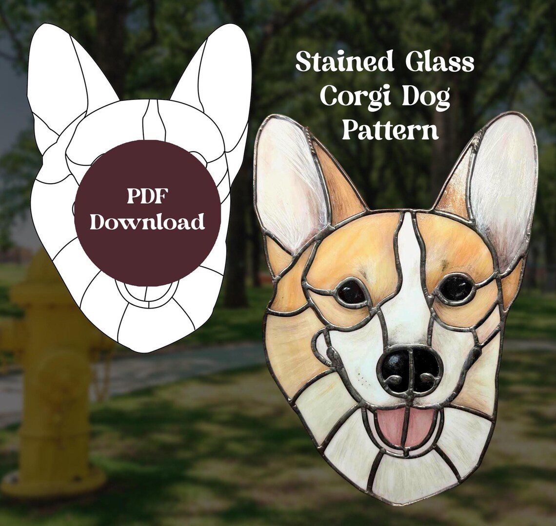 Stained Glass CORGI Dog PDF PATTERN Download - Etsy