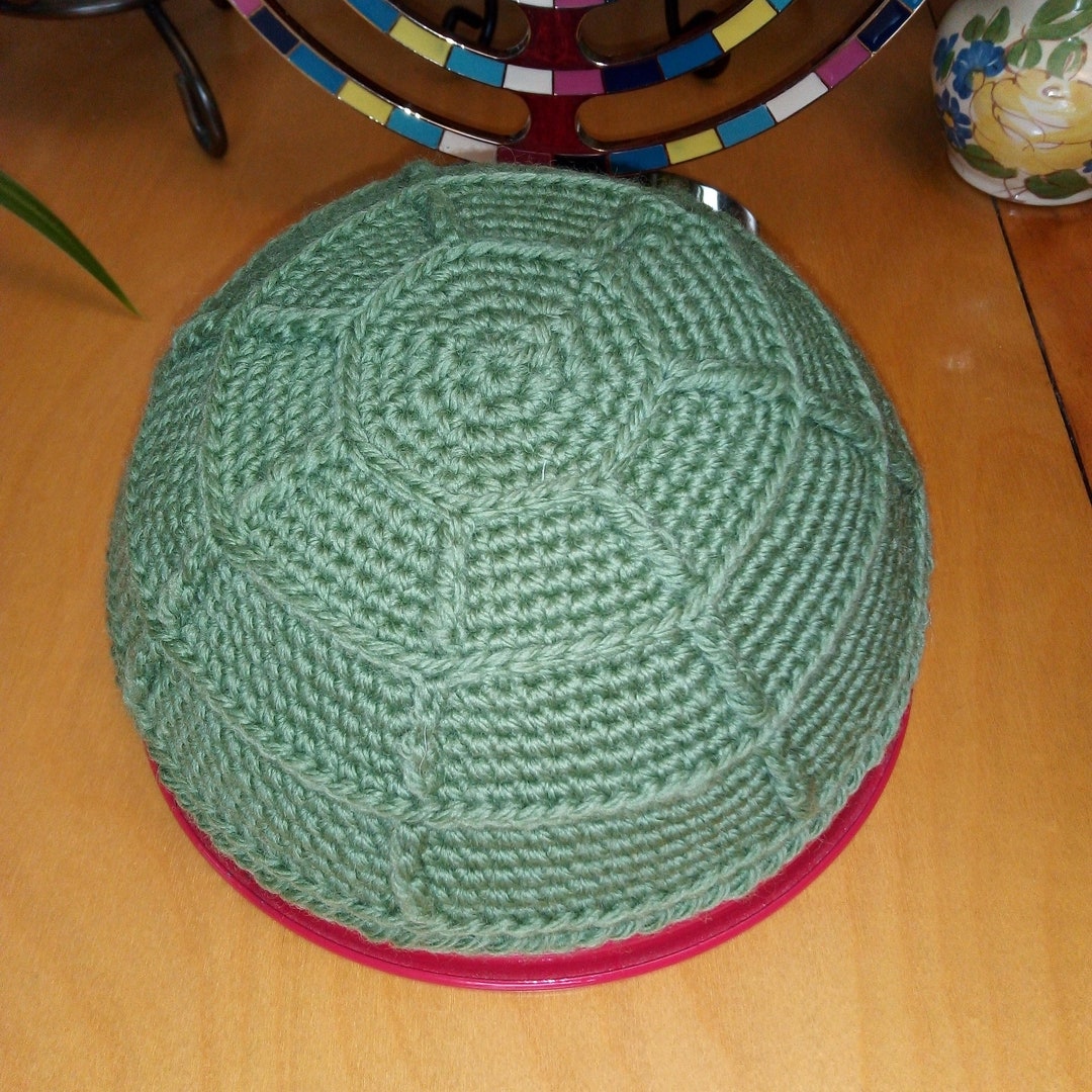 Merino Wool Kippah in Sage Green, Men's Crocheted Jacobs Wheel Yarmulke ...