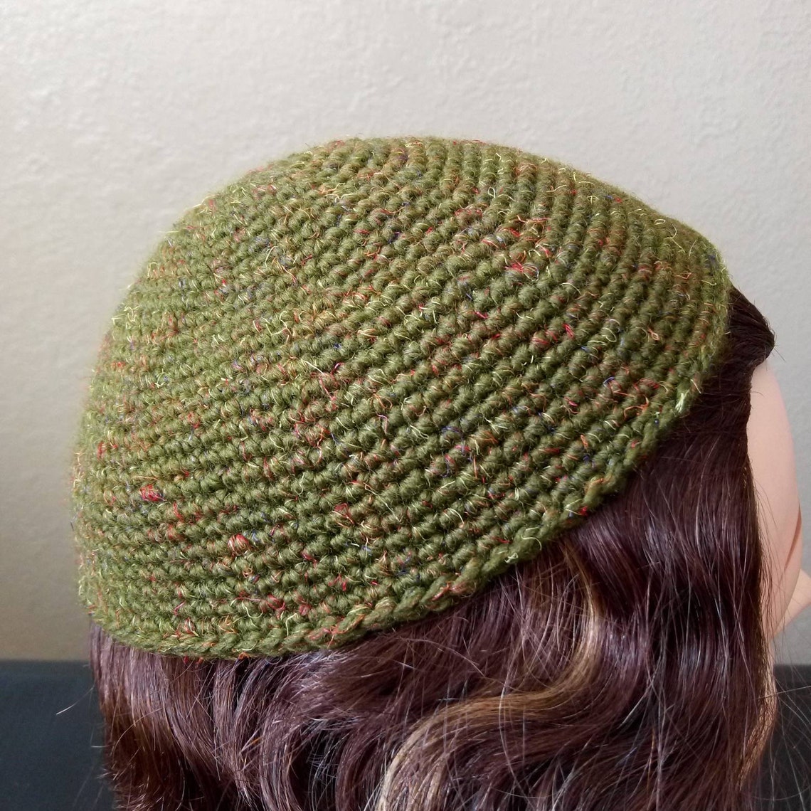 Mens Wool Kippah Autumal Green With Flecks, 8 Inch Camo Kippah, Rustic ...