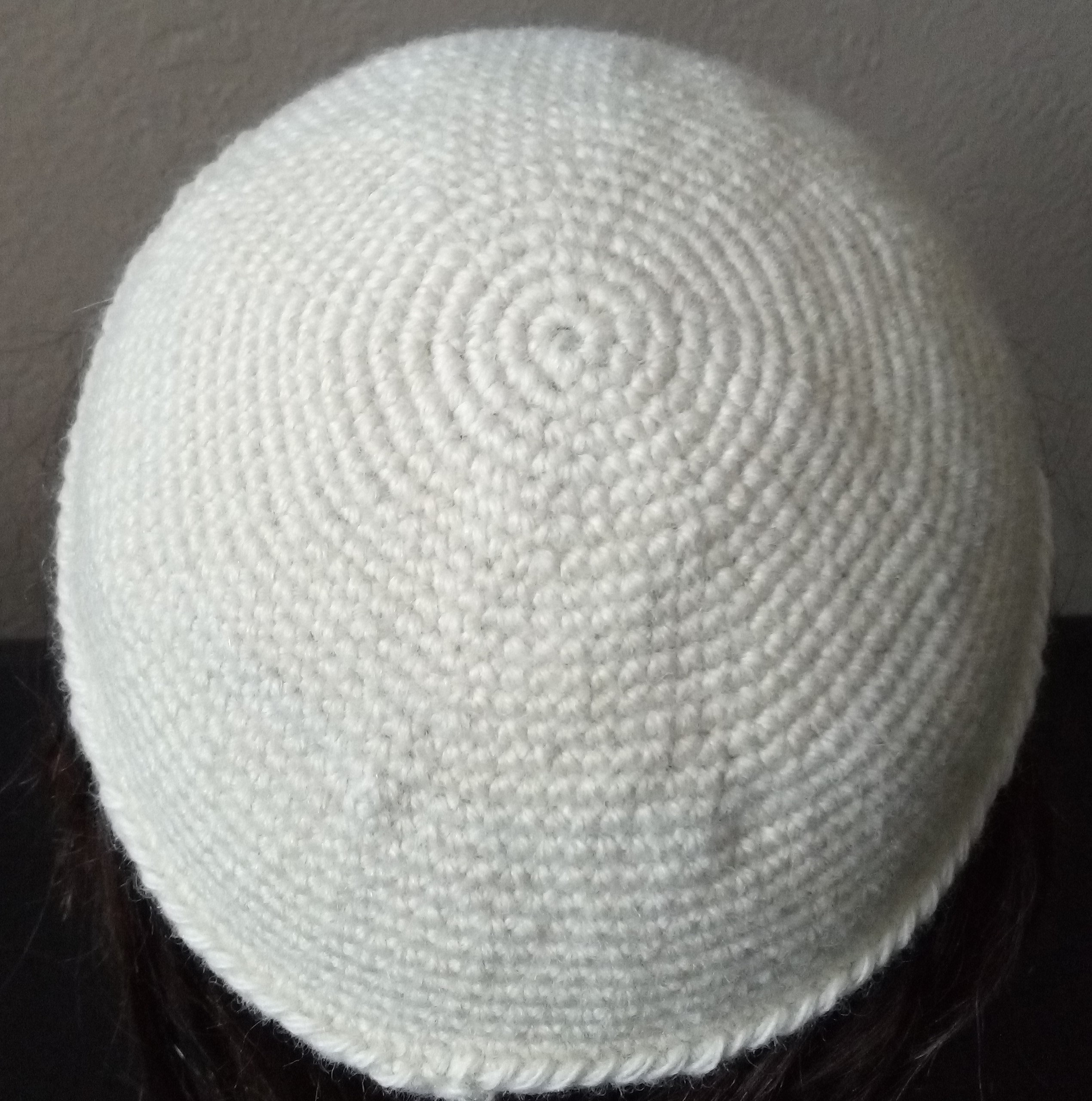 Mens White Merino Wool Kippot, Handmade Crocheted Yarmulke, Seder ...