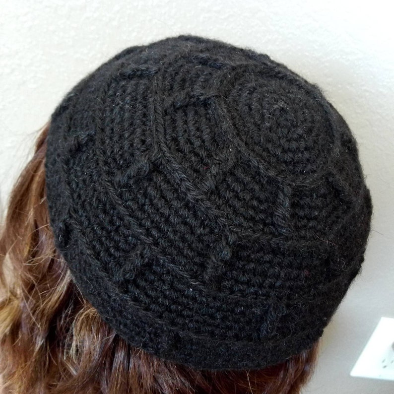 Black Pure Alpaca Kippah, Jacobs Wheel Design 9.5 Inch Customizable ...