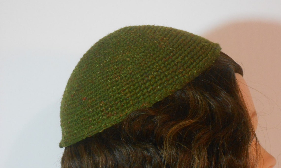 Mens Wool Kippah Autumal Green With Flecks, 8 Inch Camo Kippah, Rustic ...