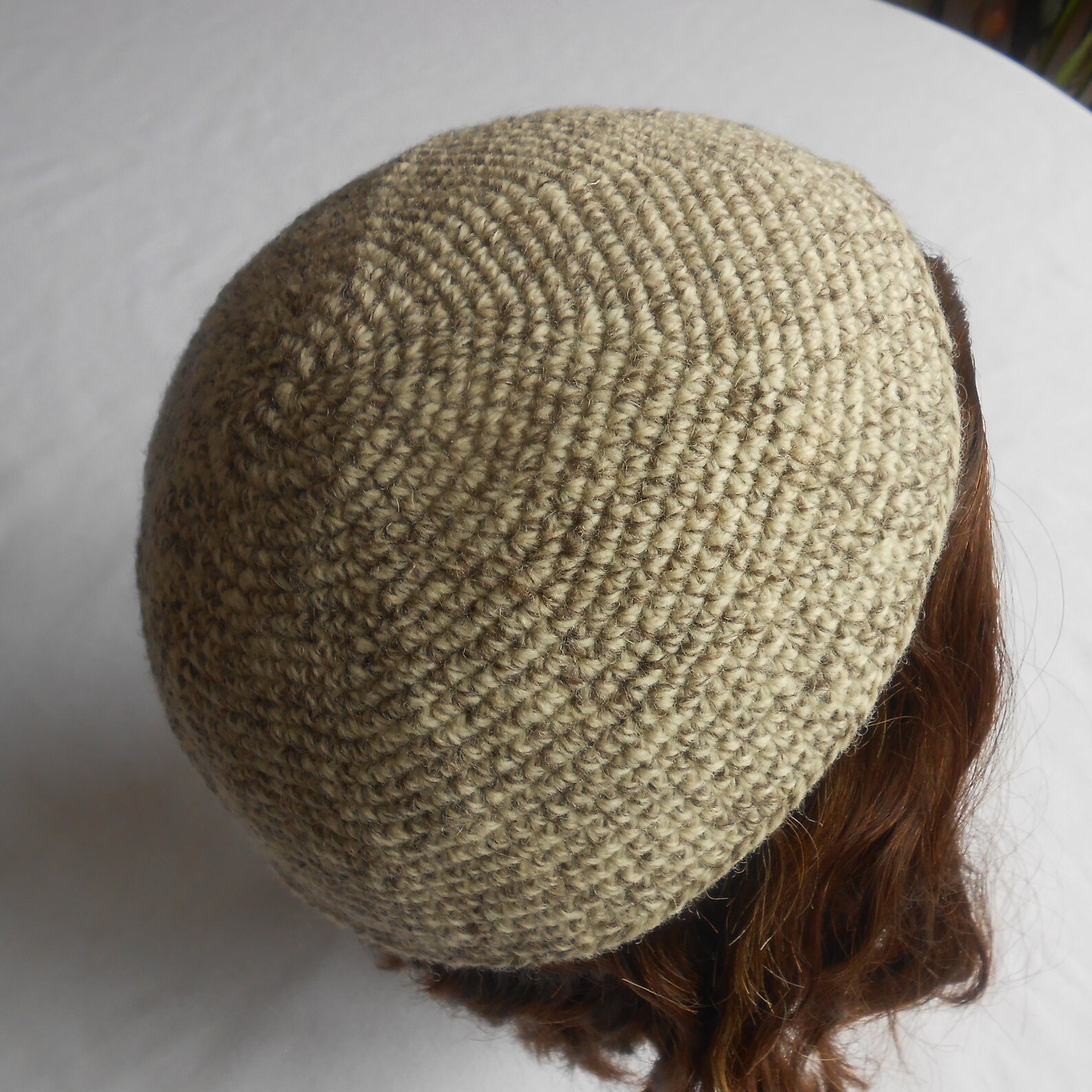 Mens 9 Inch Wool Frik Kippah in Brown, Gray and Cream, Nine Inch 23 ...