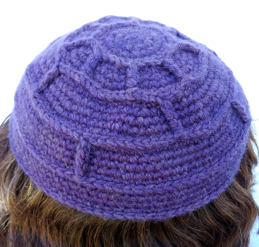 Purple Pure Camelhair Jacobs Wheel Kippah, Men's 8.25 Firm Crochet ...